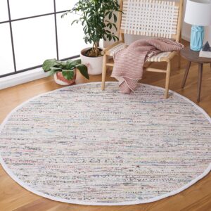 safavieh rag rug collection 6' round ivory/multi rar121g handmade boho stripe cotton area rug