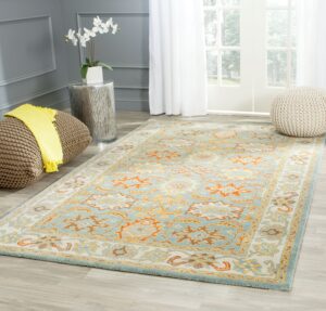 safavieh heritage collection area rug - 9'6" x 13'6", rust & beige, handmade traditional oriental wool, ideal for high traffic areas in living room, bedroom (hg734d)