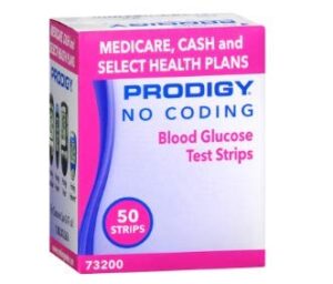 prodigy 73200 no coding blood glucose test strips, box of 50 strips