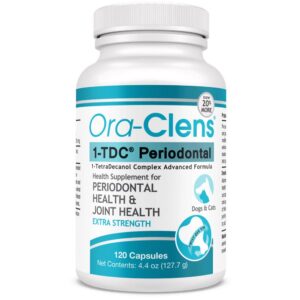 ora-clens 1-tdc periodontal supplement es for dog & cat, supports oral, hip & joint health, muscle & stamina recovery, skin & coat health, 120 capsules