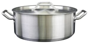 thunder group slsbp015, 15 quart stainless steel brazier with cover, commercial braising pan with lid, professional braiser