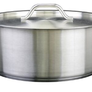 Thunder Group SLSBP015, 15 Quart Stainless Steel Brazier with Cover, Commercial Braising Pan with Lid, Professional Braiser