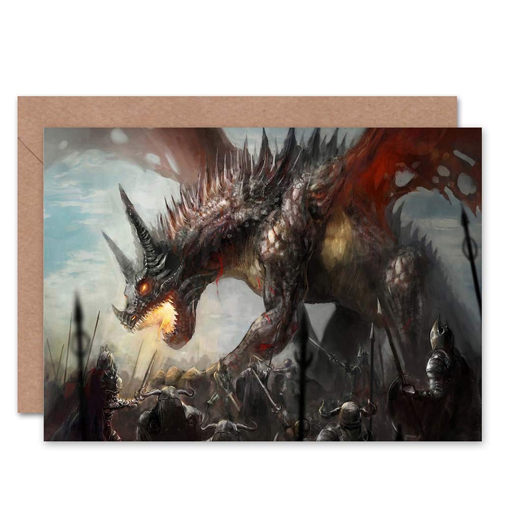 Wee Blue Coo FANTASY DRAGON KNIGHTS ARMY BLANK GREETINGS BIRTHDAY CARD ART