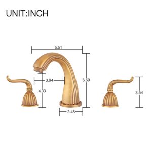 LightInthebox® Bathroom Sink Faucet with 2 Handles 3 Holes Antique Brass Bathroom Vanity Faucet Basin Mixer Tap Faucet Matching Metal Pop-Up Drain Assembly