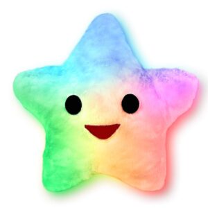 FlashingBlinkyLights Happy Star Light Up Pillows with Auto-Off Slow Color Changing LEDs