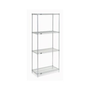 nexel 4-shelf wire shelving unit, silver finish, 18" w x 24" l x 74" h