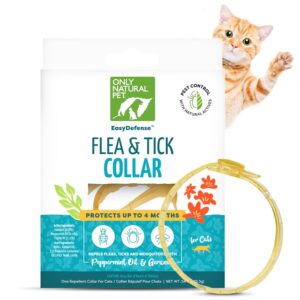 only natural pet easydefense flea & tick cat collar - feline flea collars flea and tick control - pet flea care that protects up to 4 months - for cats (single)