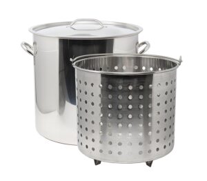 ballington 13-gal 16" stainless steel stock pot w deep steamer/boil basket & lid