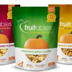 Fruitables Baked Pumpkin Dog Treats – Healthy Low Calorie Dog Treats – Free of Wheat, Corn & Soy – Training Treats for Dogs, Dog Treats, Sweet Potato Dog Treats, 7 oz (Pack of 10)