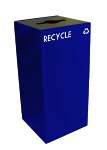 witt industries 32gc04-bl geocube recycling receptacle with combination slot/round opening, steel, 32 gal, blue