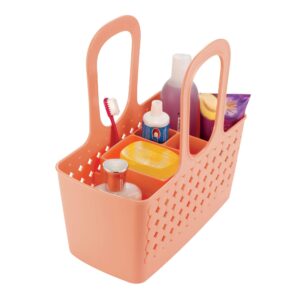 iDesign Orbz Bathroom Shower Tote for Shampoo, Cosmetics, Beauty Products - Small, Divided, Coral