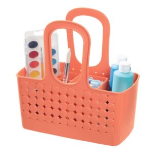 iDesign Orbz Bathroom Shower Tote for Shampoo, Cosmetics, Beauty Products - Small, Divided, Coral