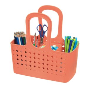 iDesign Orbz Bathroom Shower Tote for Shampoo, Cosmetics, Beauty Products - Small, Divided, Coral