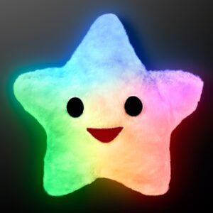 flashingblinkylights happy star light up pillows with auto-off slow color changing leds