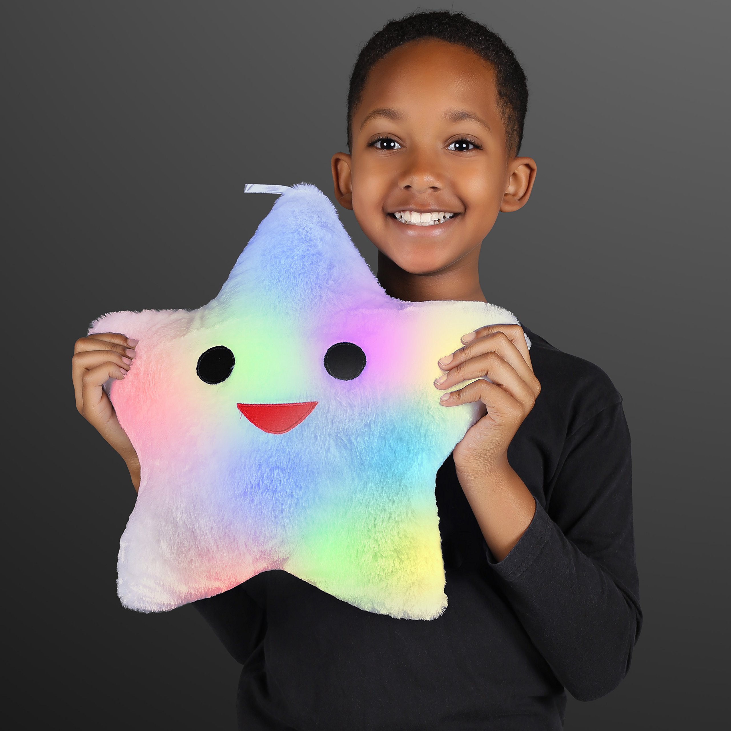 FlashingBlinkyLights Happy Star Light Up Pillows with Auto-Off Slow Color Changing LEDs