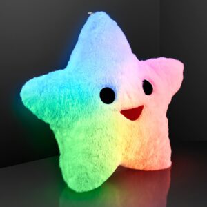 FlashingBlinkyLights Happy Star Light Up Pillows with Auto-Off Slow Color Changing LEDs