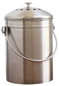 natural home stainless steel compost bin, 1.8-gallon, stainless steel