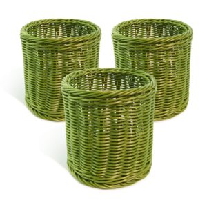 colorbasket hand woven waterproof utensil basket (green)