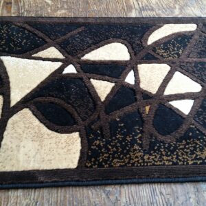 Modern Abstract Door Mat Rug Black Contemporary Design GL24 (2 Feet X 3 Feet 4 Inch)