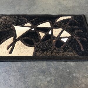 Modern Abstract Door Mat Rug Black Contemporary Design GL24 (2 Feet X 3 Feet 4 Inch)