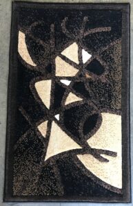 modern abstract door mat rug black contemporary design gl24 (2 feet x 3 feet 4 inch)