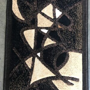 Modern Abstract Door Mat Rug Black Contemporary Design GL24 (2 Feet X 3 Feet 4 Inch)