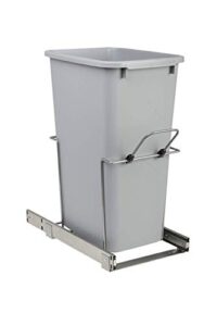 8.375 in. x 20.125 in. x 17.313 in. 20 qt. in-cabinet single soft-close bottom-mount pull-out trash can - platinum