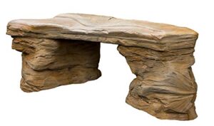 cast stone petrified rock bench, commercial grade concrete benches, 3 piece concrete bench, hand sculpted fine cast stone patio furniture & rock bench