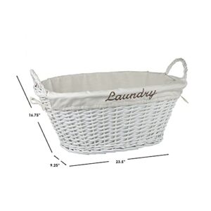 Home Basics Wicker Laundry Basket (White)