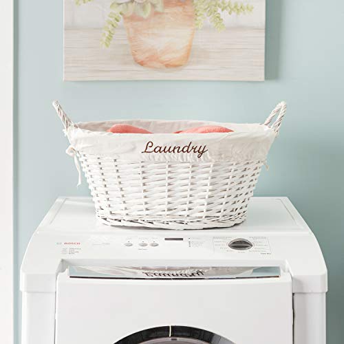 Home Basics Wicker Laundry Basket (White)