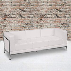 flash furniture hercules imagination series contemporary white leathersoft sofa with encasing frame