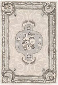 safavieh empire collection 2' x 3' beige/light grey em414d handmade traditional european premium wool accent rug