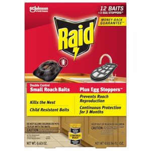 raid roach killer baits, plus egg stoppers, 12 count