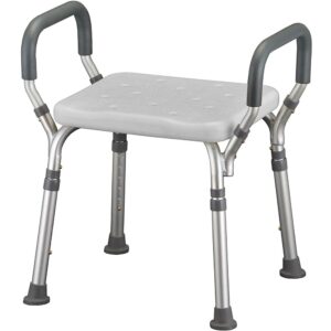 nova medical products bath & shower seat with arms, white,