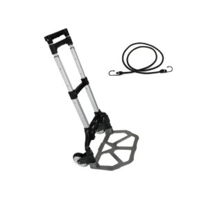 zeny folding hand truck dolly aluminum hand cart portable folding trolley with telescoping handle and bungee cords, 175 lbs capicity, for moving and travel