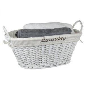 home basics wicker laundry basket (white)