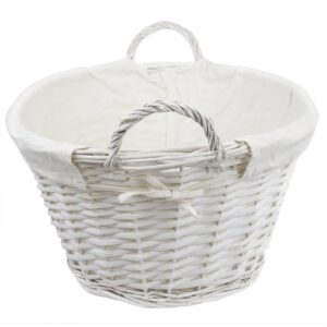 Home Basics Wicker Laundry Basket (White)