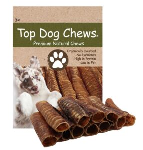 top dog chews – 6” beef trachea dog chews 10 pack, american, all natural, single ingredient dog treat, promotes joint, hip & dental health, high in protein.