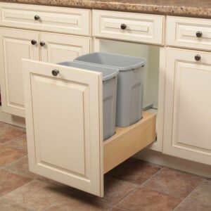 knape & vogt 19 in. h x 14 in. w x 23 in. d wooden 35 qt. undermount double soft-close pull out trash can in gray