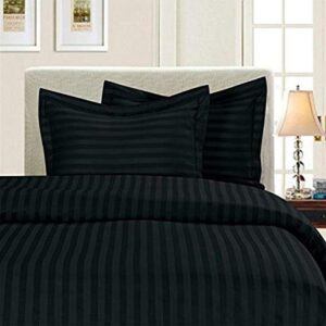 elegant comfort wrinkle & fade resistant 1500 thread count - damask stripes egyptian quality luxurious silky soft 3pc duvet cover set, king/cal-king, black