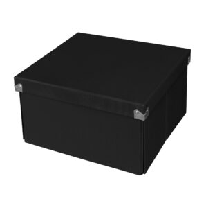 samsill pns02lsbk pop n' store decorative storage box with lid - collapsible and stackable - medium square box - black - interior size (9.75"x9.75"x5.75")