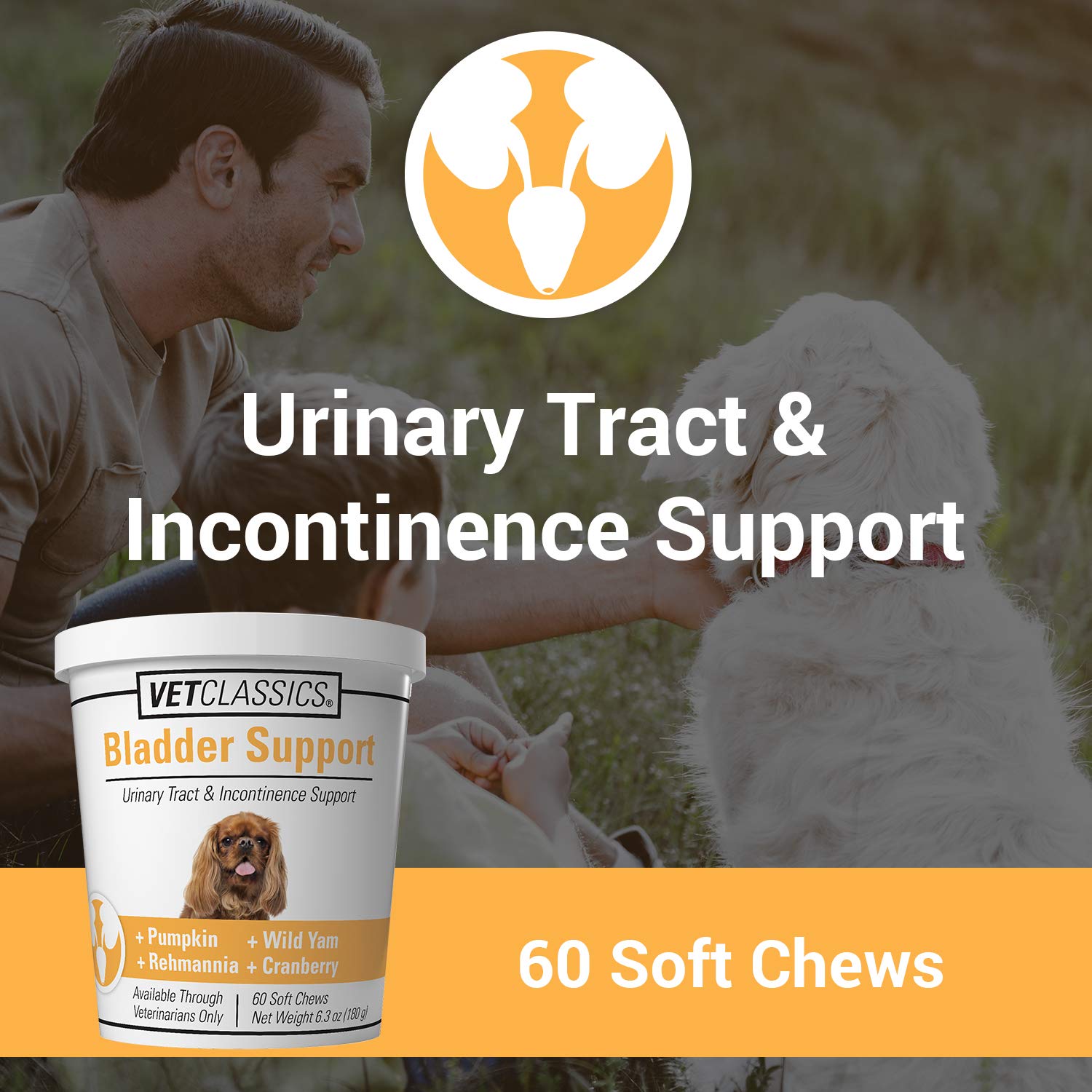 Vet Classics Bladder Support Urinary Tract & Incontinence Dog Supplement – Maintains Bladder Health for Dogs, Helps With Pet Incontinence – Soft Chews, Tablets – 60 Soft Chews