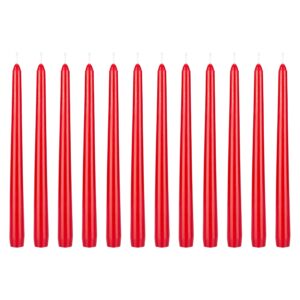 mega candles 12 pcs unscented red taper candles, hand poured wax candle 10 inch x 7/8 inch, home décor, wedding receptions, centerpieces, birthdays, celebrations, romantic dinners, candle holders