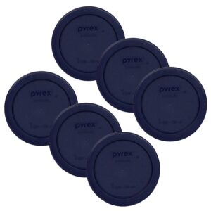 pyrex 1 cup round plastic cover lids, 6-pack, dark blue - original genuine pyrex - made in the usa