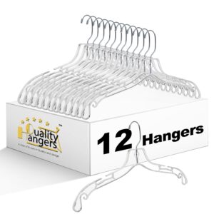 quality hangers clear hangers 12 pack - crystal hangers for clothes - durable plastic hanger set - invisible dress hangers for suits - heavy duty hangers - nonslip coat and shirt hangers