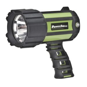 powersmith rechargeable spotlight 700 lumen waterproof rechargeable lithium-ion battery-powered led spotlight flashlight with ergonomic handle and charger (psl10700w)