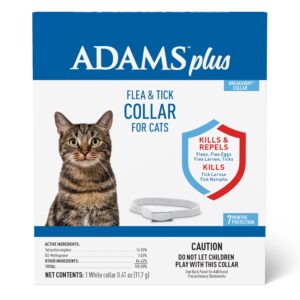 adams plus flea & tick collar for cats | breakaway collar | 1 white collar | 7- month protection | kills & repels fleas, flea eggs, flea larvae and kills ticks, tick nymphs, and tick larvae