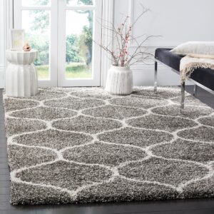 safavieh hudson shag collection area rug - 6' x 9', grey & ivory, moroccan ogee trellis design, non-shedding & easy care, 2-inch thick ideal for high traffic areas in living room, bedroom (sgh280b)