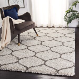 safavieh hudson shag collection area rug - 5'3" x 7'6", ivory & grey, moroccan trellis design, non-shedding & easy care, 2-inch thick ideal for high traffic areas in living room, bedroom (sgh280a)