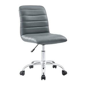 modway ripple ribbed armless mid back swivel computer desk office chair in gray